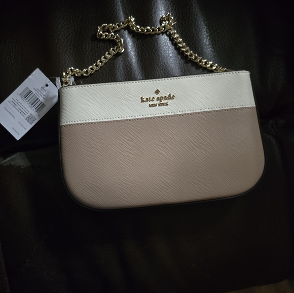 kate spade | Bags | Kate Spade Cream And Tan Shoulder Bag With Gold ...